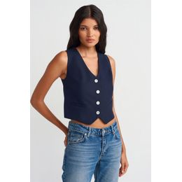 Damen Cropped Woven Weste