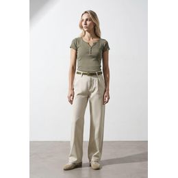 Damen Slim Fit Baumwoll-U-Ausschnitt T-Shirt