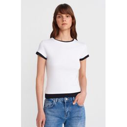 Damen Slim Fit Baumwolle Rundhals T-Shirt