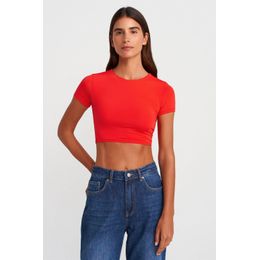 Damen Slim Fit Crop T-Shirt