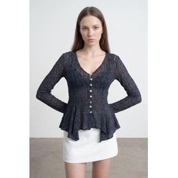 Spitzen V-Ausschnitt Knopf-Cardigan