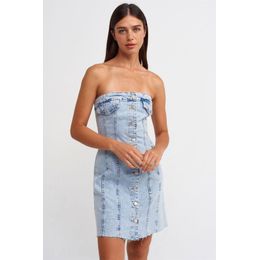 Tr&auml;gerloses Mini-Denim-Kleid