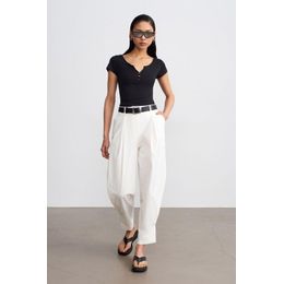 Damen High-Waist Weite Poplin-Hosen