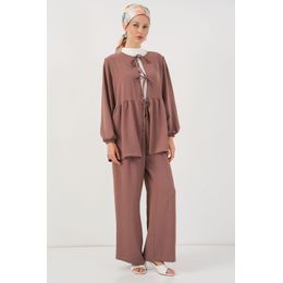 Tunika mit Rundhalsausschnitt und weit geschnittene Hosen Set