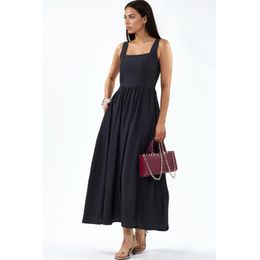 Kombinierbares Midi-Kleid mit quadratischem Kragen