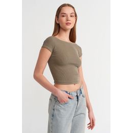 Damen Crop-T-Shirt mit quadratischem Ausschnitt und Cut-Out