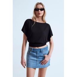 Damen Modal-Mix Cut-out Rundhalsausschnitt Bluse