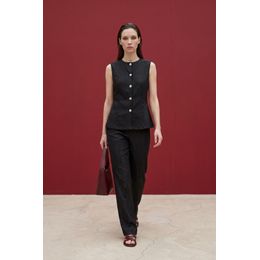 Baumwoll-Popelin-Weste und Hose mit weitem Bein Set