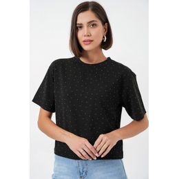 Steinverziert Rundhals-T-Shirt