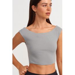 Damen &auml;rmelloses Crop Top mit Bootauschnitt