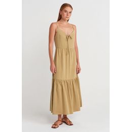 &Auml;rmelloses A-Linien-Maxikleid mit Knotenfront