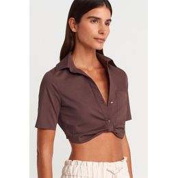 Damen Cropped Popeline Hemd