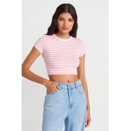 Gestreifte Crop-Top-Bluse