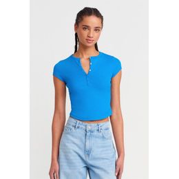 Damen Slim-Fit Rippenshirt Crop-Bluse