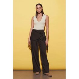 Hoch taillierte weite Crepe-Hosen
