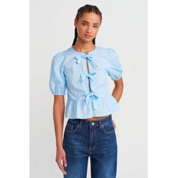 Damen Cropped Bluse mit Schleifendetail