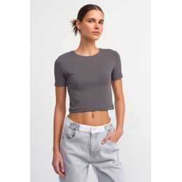 Damen Slim Fit Crop Crew Neck T-Shirt