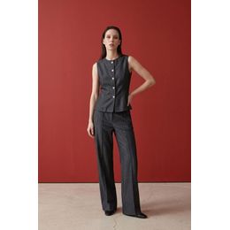Baumwoll-Popeline-Weste und weit geschnittene Hose-Set