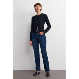 Hochtaillierte gerade Denim-Hose