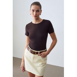 Damen Slim Fit Rundhals-T-Shirt