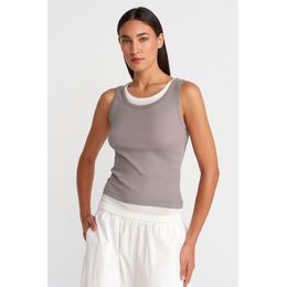 Rippstrick-Baumwoll-&Auml;rmellose Cami-Bluse