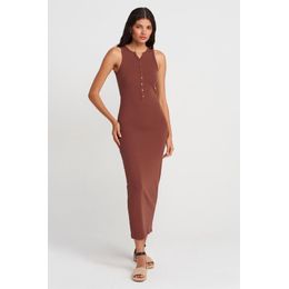 Rippstrick-Baumwollmischung &Auml;rmelloses Maxikleid