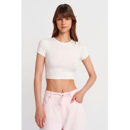 Damen Crop Slim-Fit Rundhals-T-Shirt