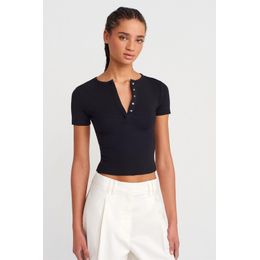 Schlanke Passform Crop-Jersey-Bluse