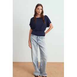 Damen Modal-Mix Cut-out Rundhalsbluse