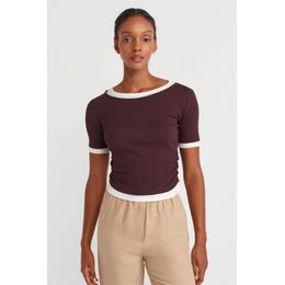 Damen Cropped Slim-Fit Rundhalsausschnitt T-Shirt