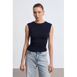 Damen Ripp-&Auml;rmelloses Rundhals-T-Shirt