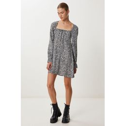 Leopardmuster A-Linien Mini-Kleid mit Bindedetail