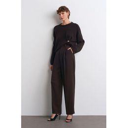 Hochtaillierte weite Crepe-Hose