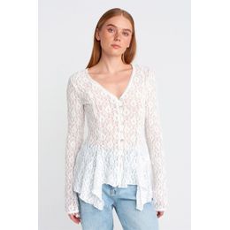 Spitzen-V-Ausschnitt Knopf-Cardigan