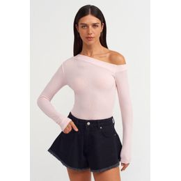 Schmale Passform Asymmetrisch Ausschnitt Bluse