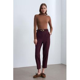 Hochgeschnittene gerade Crepe-Hosen