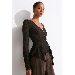 Spitzen V-Ausschnitt Knopf-Cardigan