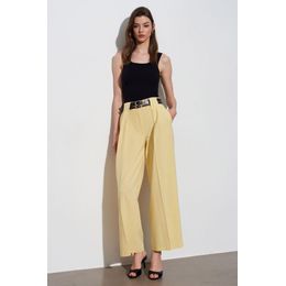 Hoch taillierte, weite, gefaltete Hose