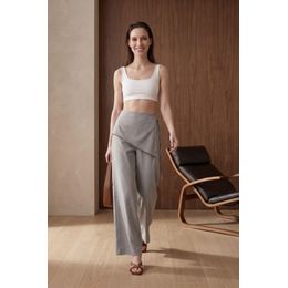 Hoch taillierte weite Crepe-Hosen