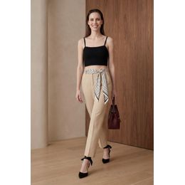 Hoch taillierte gerade Crepe-Hosen mit G&uuml;rtel