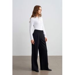 Damen High-Waist Weitbein-Crepe-Hosen