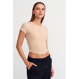 Damen Cropped Slim-Fit Rundhalsausschnitt T-Shirt