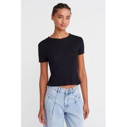 Damen Ripp-Crop-Top T-Shirt