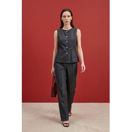 Baumwoll-Popelin-Weste und weit geschnittene Hose Set