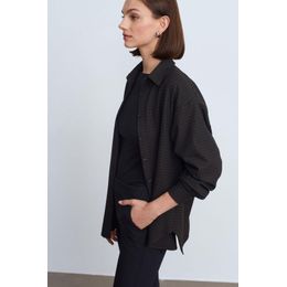 Oversized Langarm-Mikromusterhemd