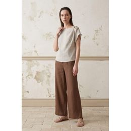 Baumwoll-Popeline Bluse mit Bootsausschnitt und Schleife