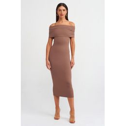 Schulterfreies Bodycon-Midi-Kleid