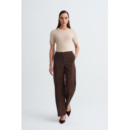 Hochtaillierte Weitbein-Hosen aus Kunstsuede