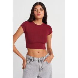 Damen Slim Fit Crop Crew Neck T-Shirt