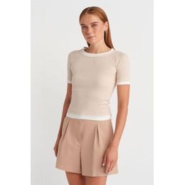 Damen Crop Slim-Fit Rundhals-T-Shirt